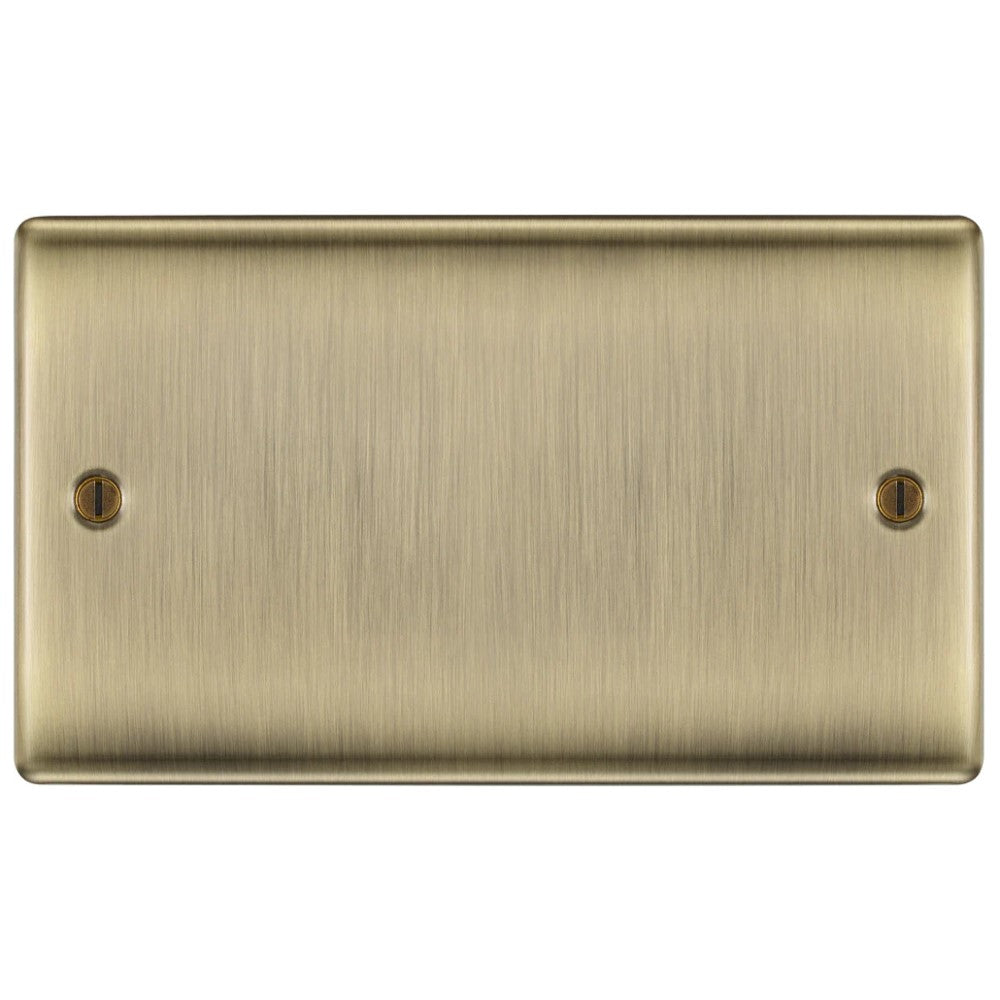 Nexus Metal Antique Brass Double Blank Plate NAB95 | The Switch Depot