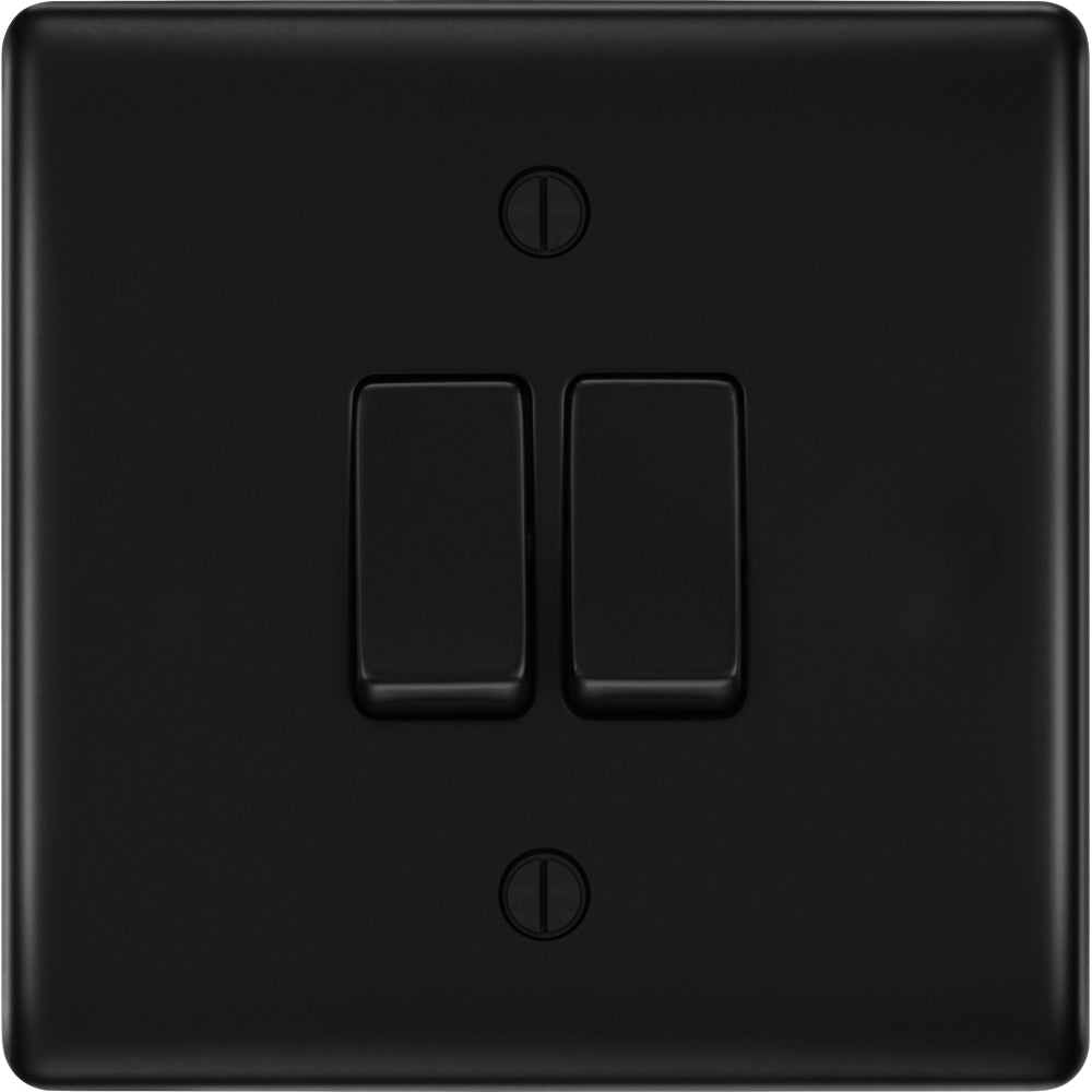 BG Nexus Metal Matt Black 2W & Intermediate Light Switch NFB2WINT | The ...