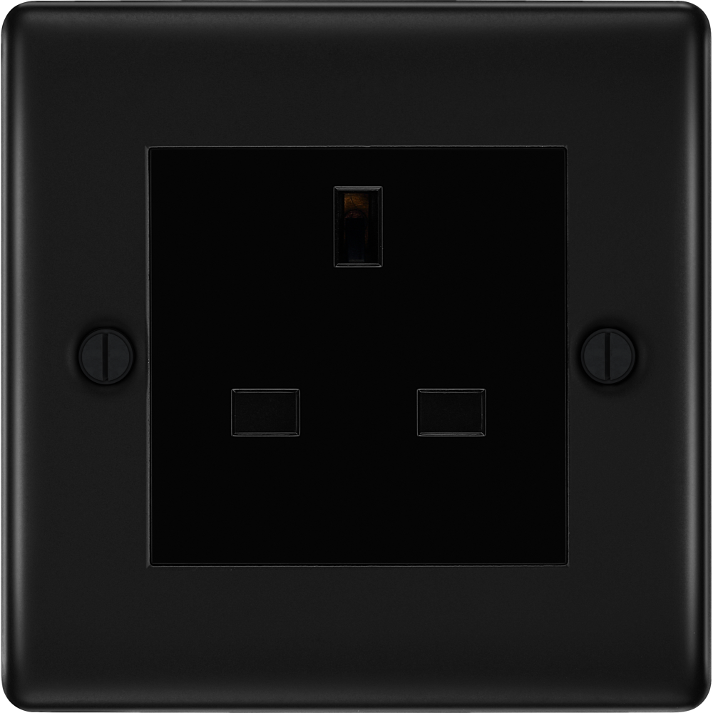 BG Nexus Metal Matt Black 13A Unswitched Socket NFB23B | The Switch Depot