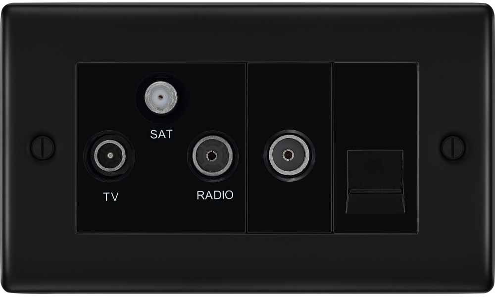 BG Nexus Metal Matt Black Triplex Combination TV Socket NFB68B | The ...