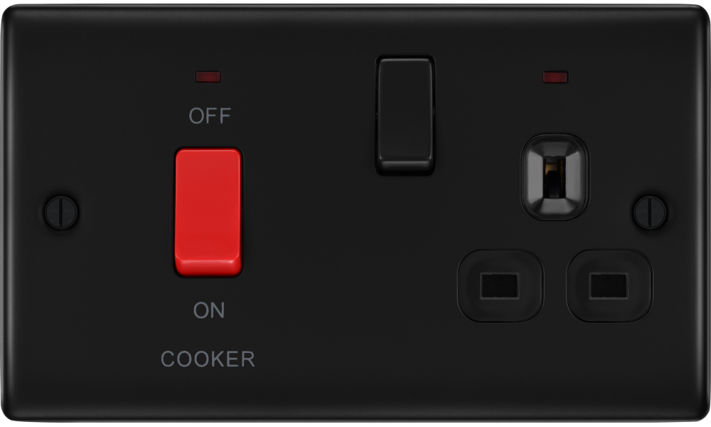 BG Nexus Metal Matt Black 45A Cooker Unit with Double Pole Switch and ...