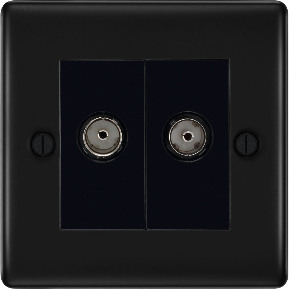 BG Nexus Metal Matt Black Double Co-axial Socket NFB61B | The Switch Depot