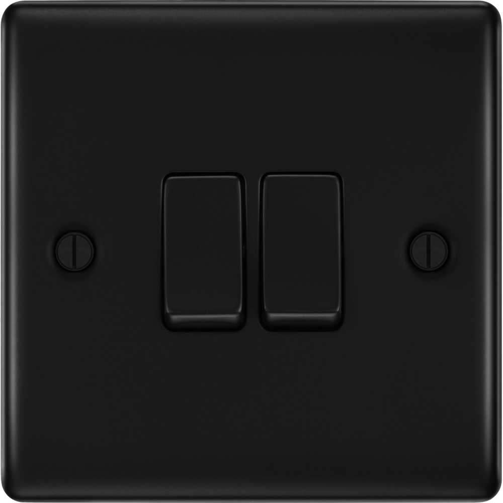 BG Nexus Metal Matt Black 2G 2W Light Switch NFB42 | The Switch Depot