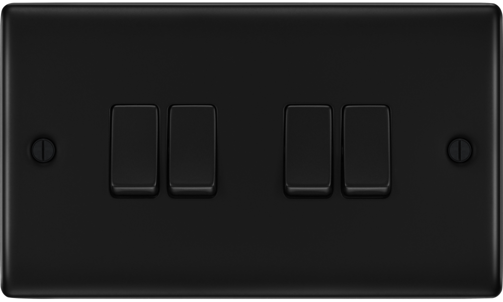 BG Nexus Metal Matt Black 4G 2W Light Switch NFB44 | The Switch Depot