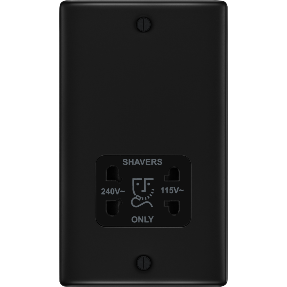 BG Nexus Metal Matt Black Shaver Socket NFB20B | The Switch Depot