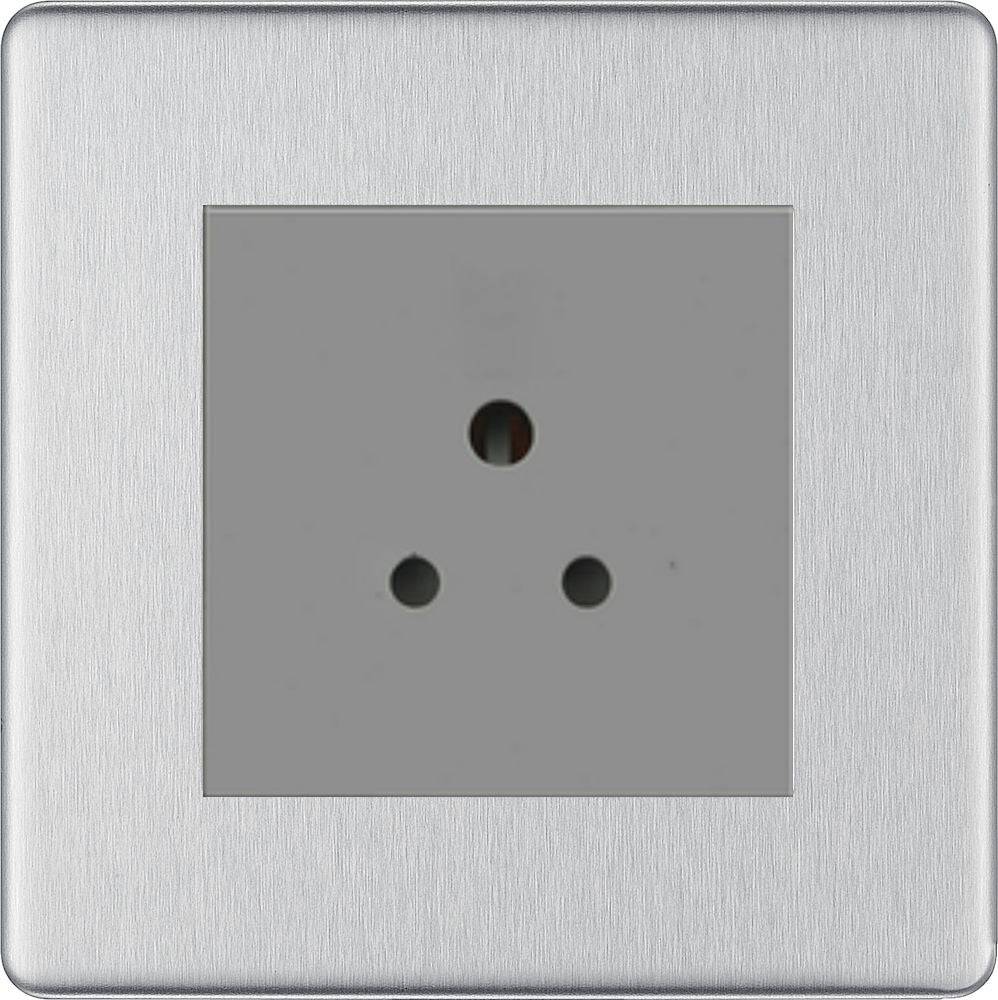 BG Screwless Brushed Steel 2A Unswitched Socket FBS28MG | The Switch Depot