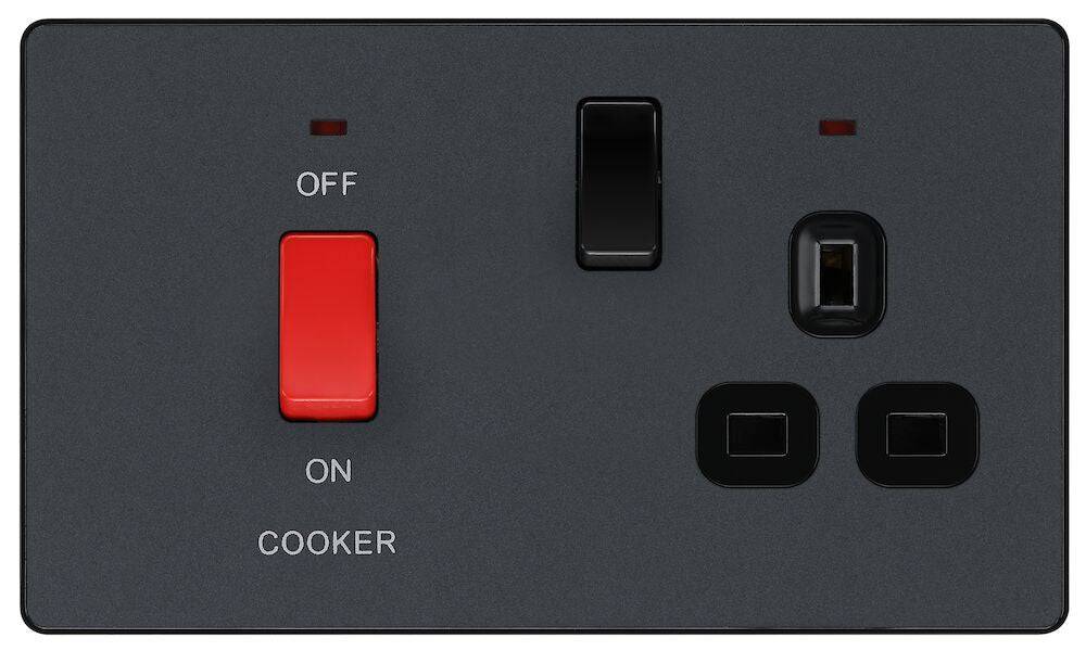 Evolve Polycarbonate Matt Grey Cooker Switch with 13A Socket PCDMG70B ...