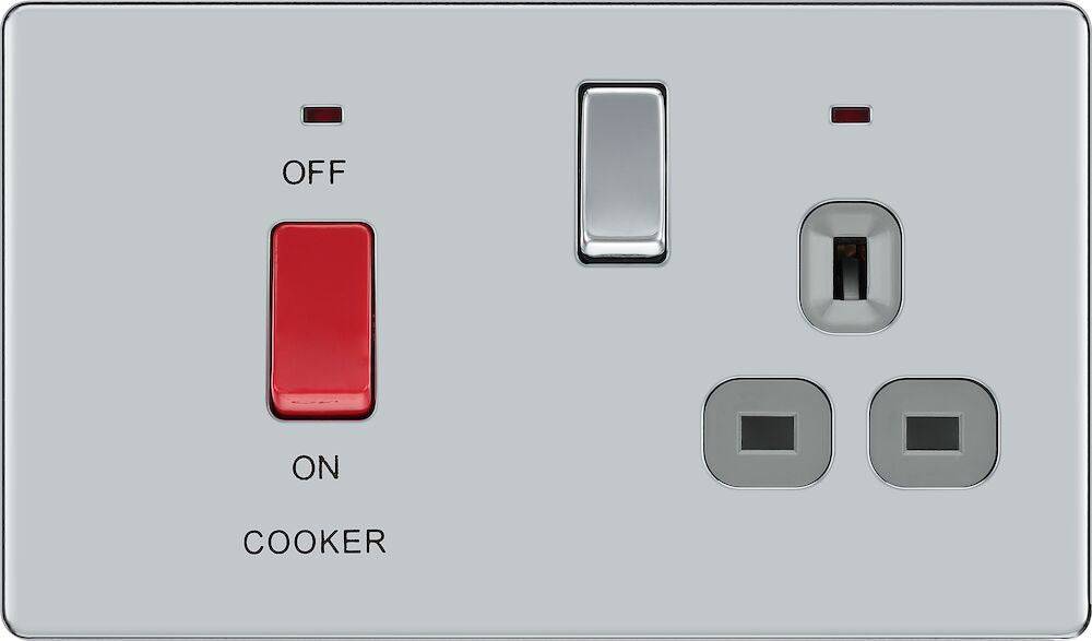 BG Screwless Polished Chrome Cooker Switches