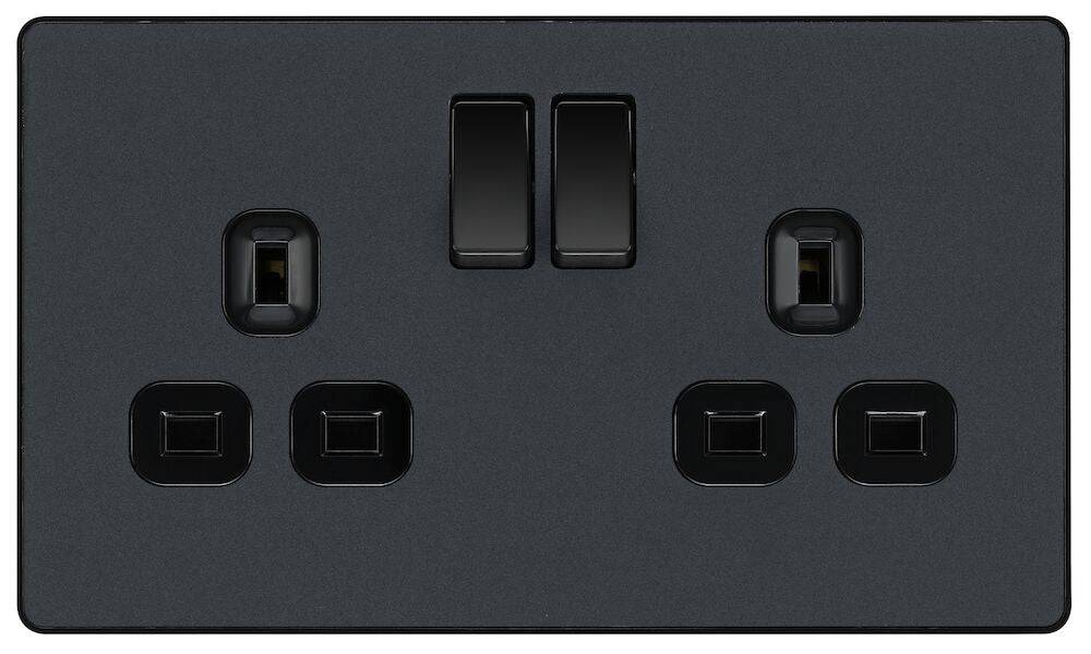 BG Evolve Polycarbonate Matt Grey Double Socket PCDMG22B | The Switch Depot