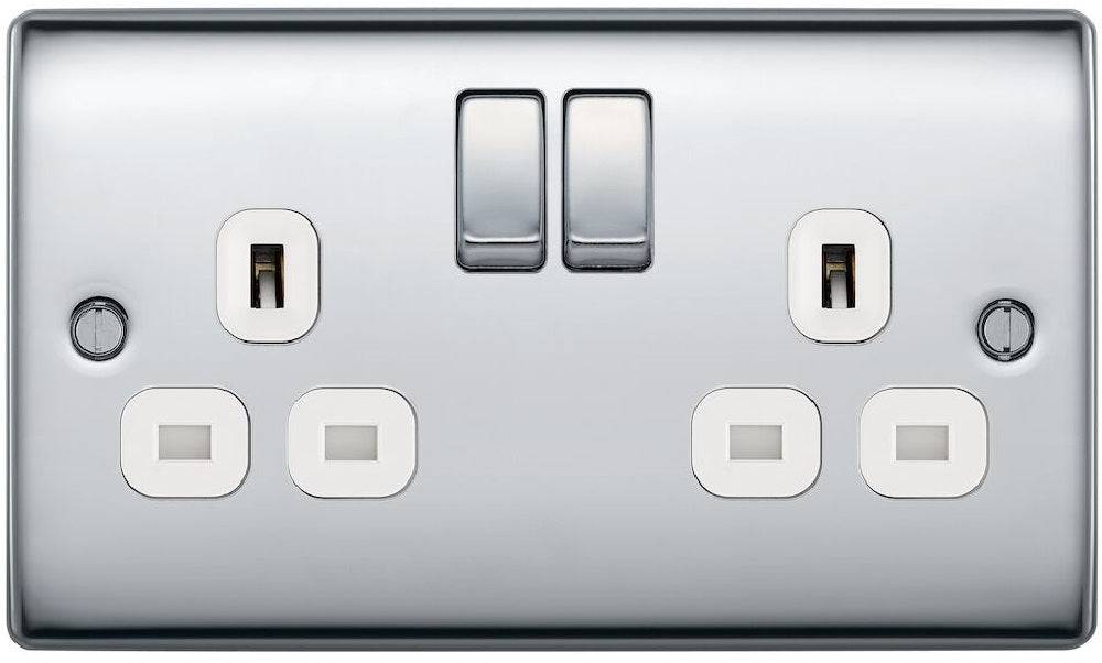 Nexus Metal Polished Chrome Double Socket NPC22W | The Switch Depot