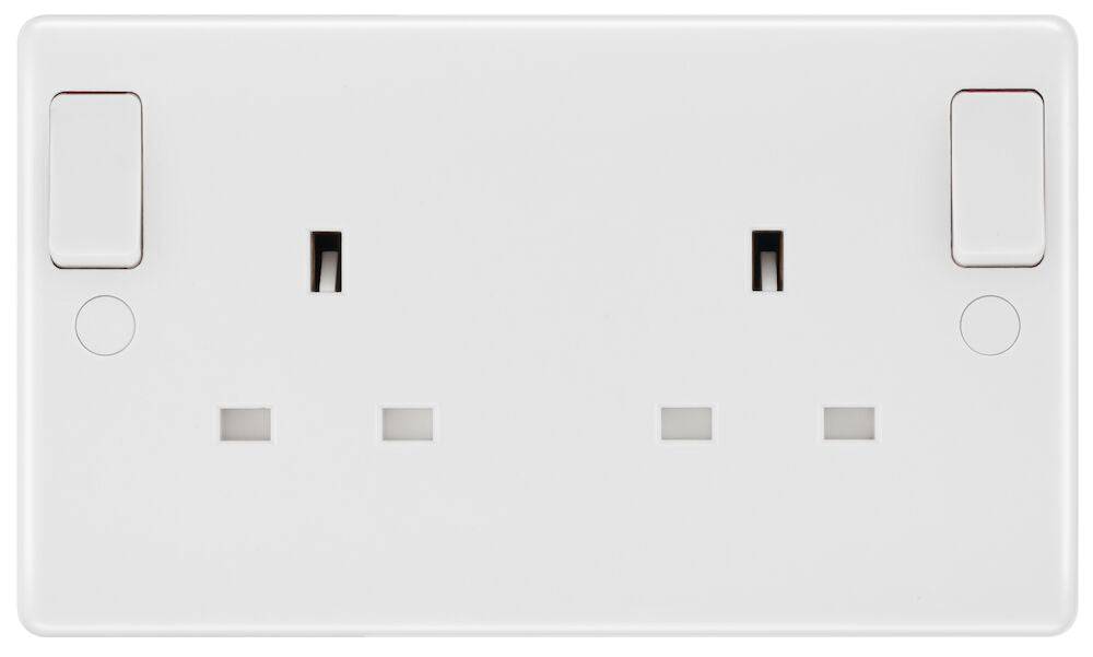 BG Moulded White PVC Double Electrical Socket 822DPOB | The Switch Depot
