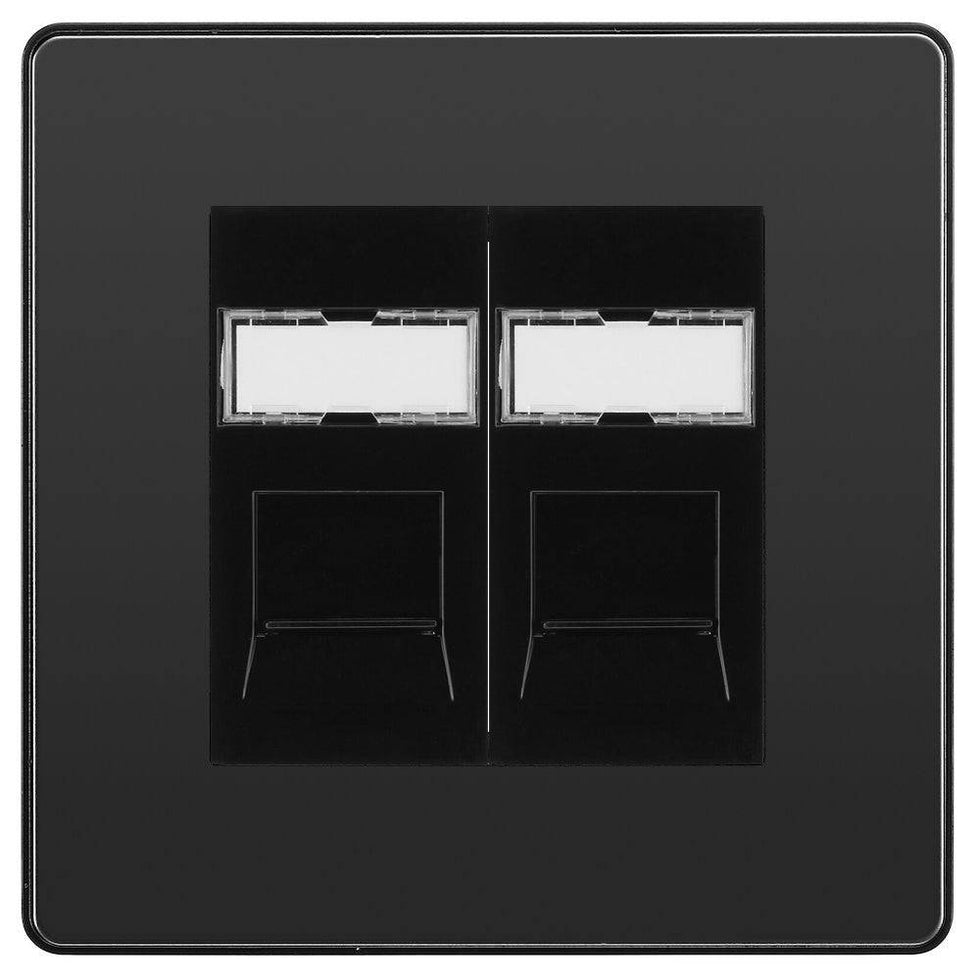 BG Evolve Polycarbonate Black Chrome Double Cat6 Data Outlet Socket ...