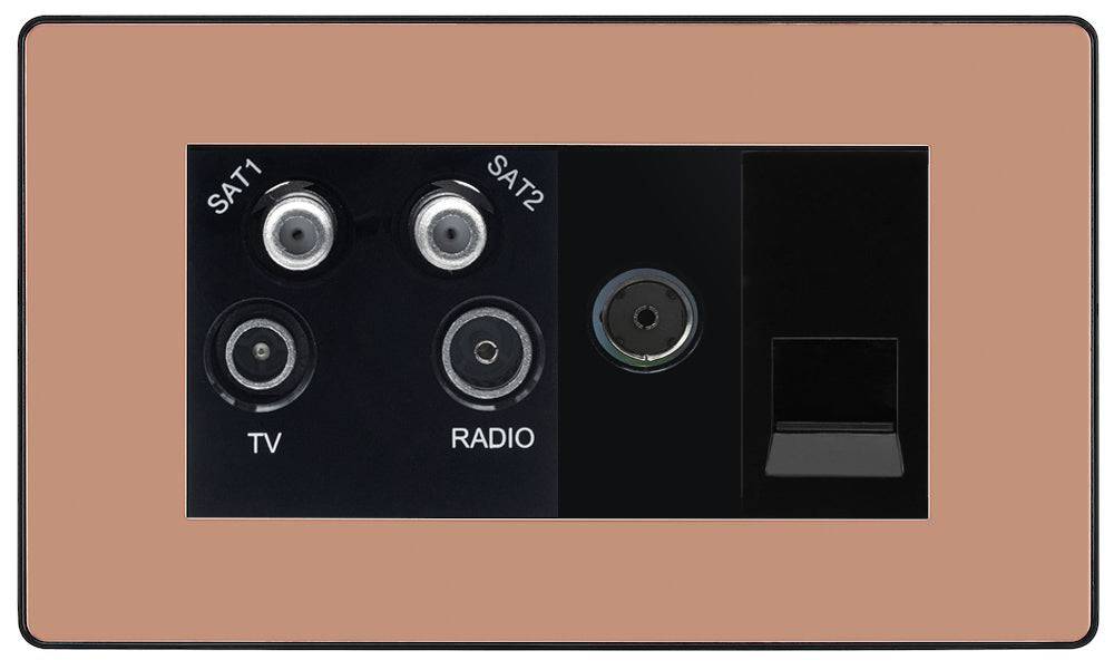 BG Evolve Polycarbonate Polished Copper Quadplex Combination TV Socket ...