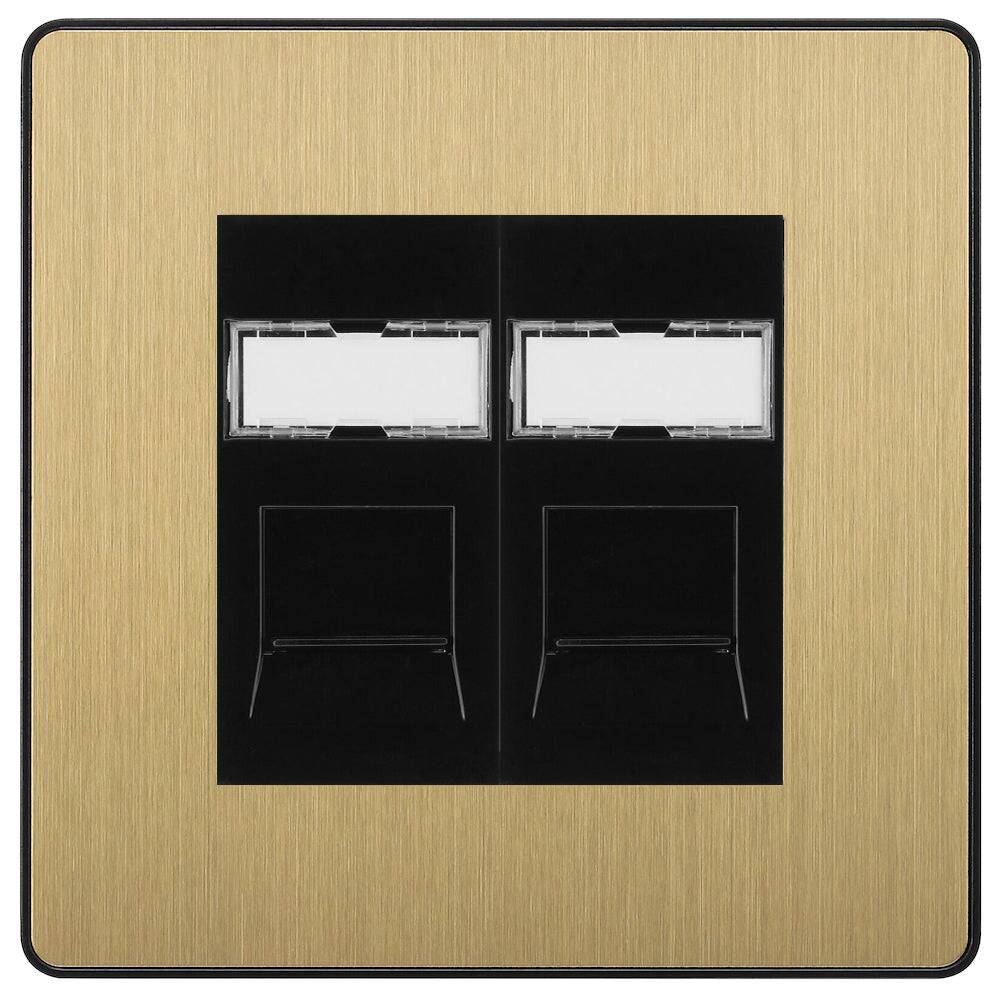 BG Evolve Polycarbonate Satin Brass Double Cat6 Data Outlet Socket ...