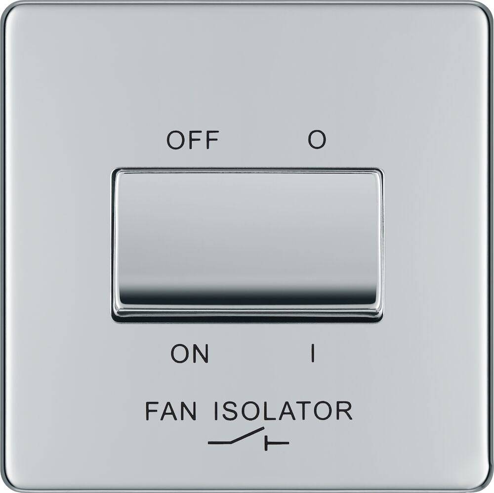 BG Screwless Polished Chrome Fan Isolator Switch FPC15 | The Switch Depot