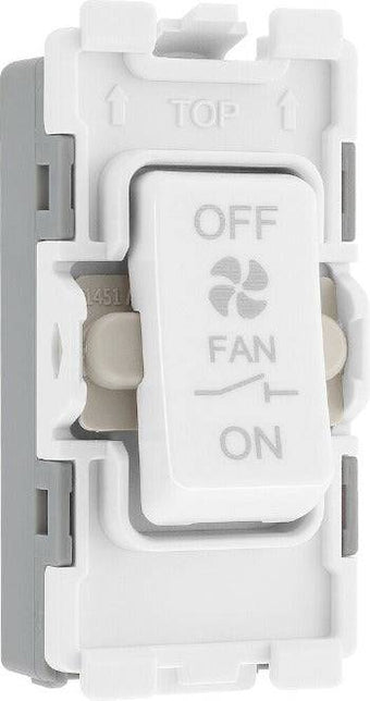 BG White Moulded PVC 10A Fan Isolator Grid Module R15 | The Switch Depot