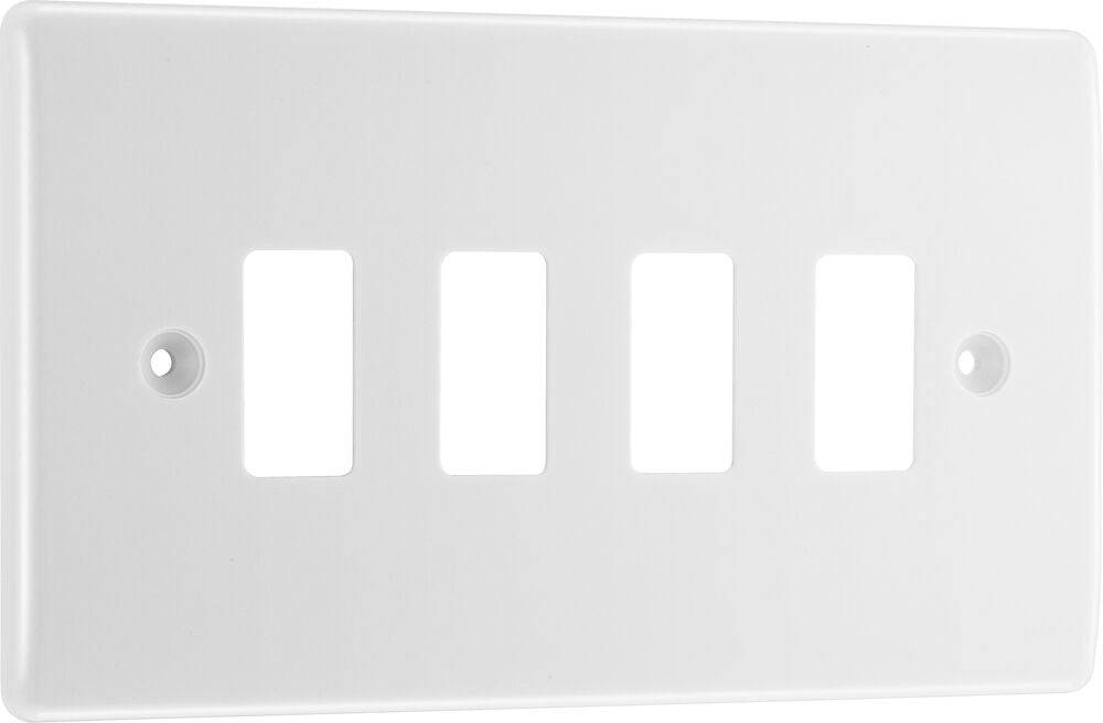 BG Moulded White PVC 4G Grid Plate R84 | The Switch Depot