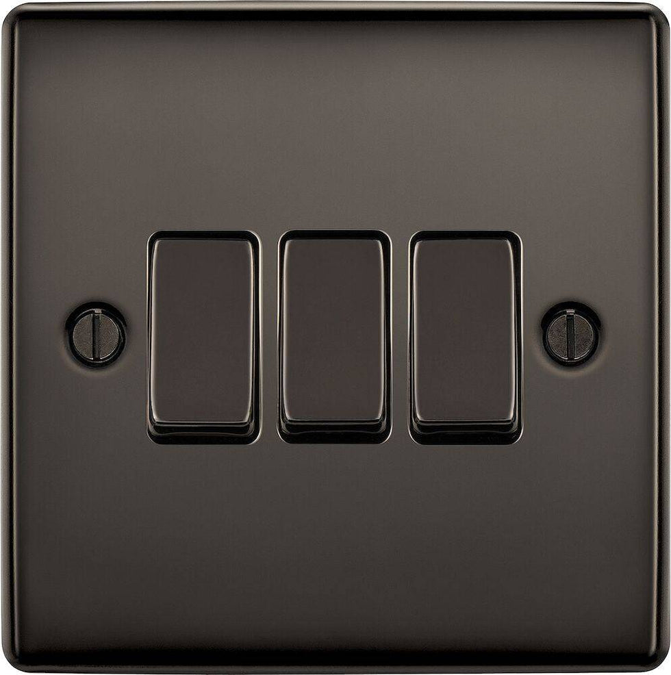 Nexus Metal Black Nickel 3G Light Switch NBN43 | The Switch Depot