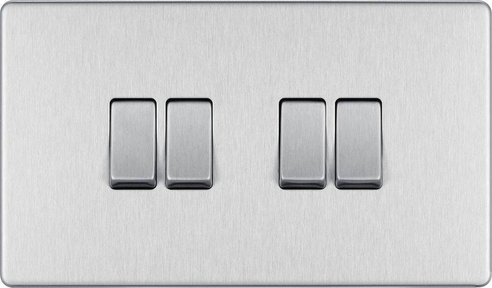 BG Screwless Brushed Steel 4G Light Switch FBS44 | The Switch Depot