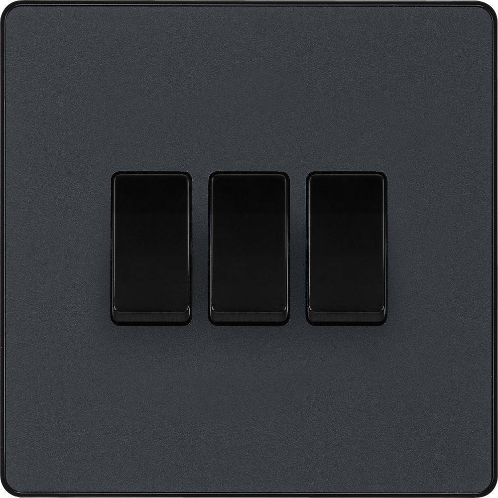 Evolve Polycarbonate Matt Grey 3G Light Switch PCDMG43B | The Switch Depot