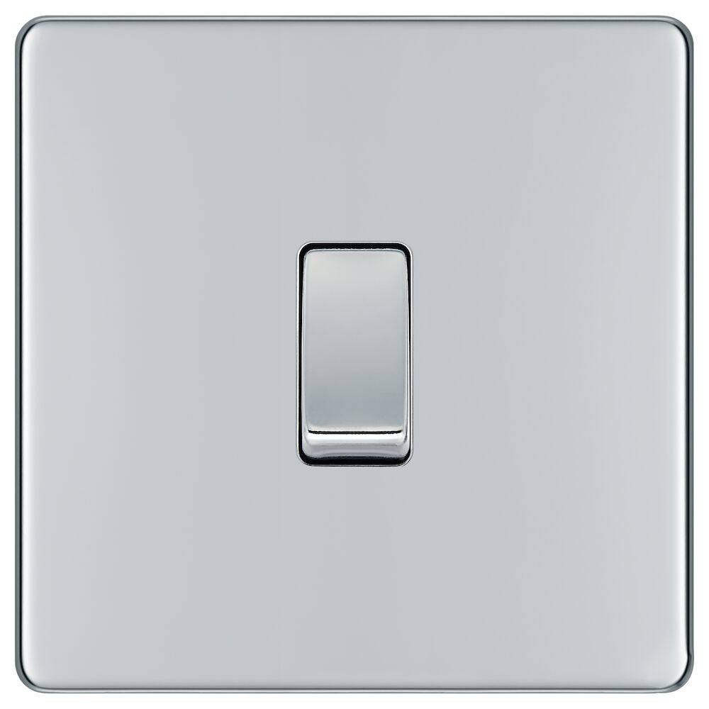 BG Screwless Polished Chrome 1G Light Switch FPC12 | The Switch Depot