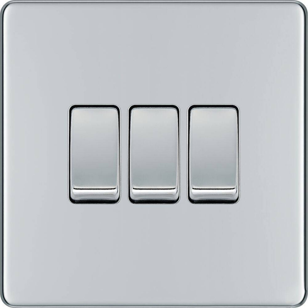 BG Screwless Polished Chrome 3G Light Switch FPC43 | The Switch Depot