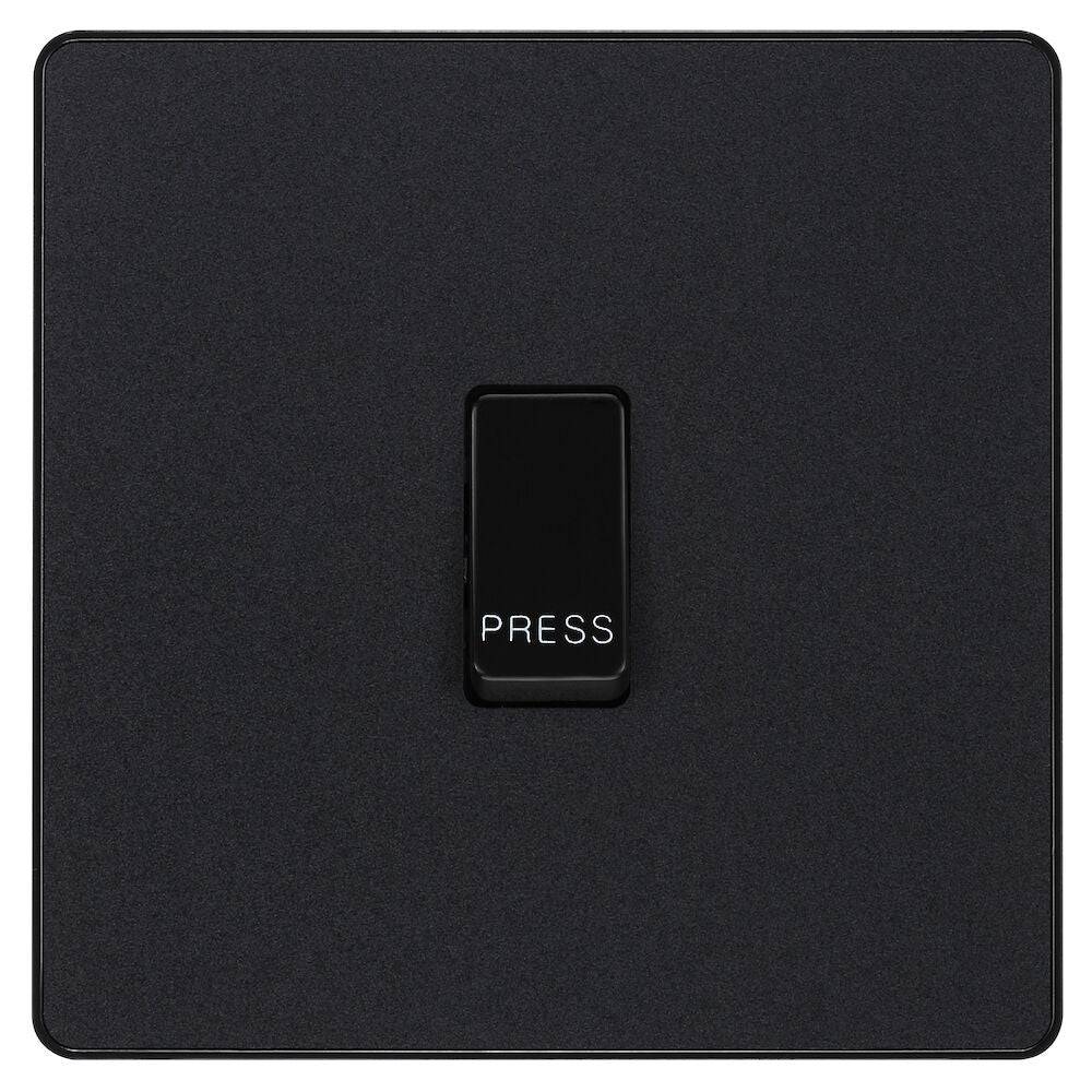 BG Evolve Polycarbonate Matt Black Retractive Switch Marked Press ...