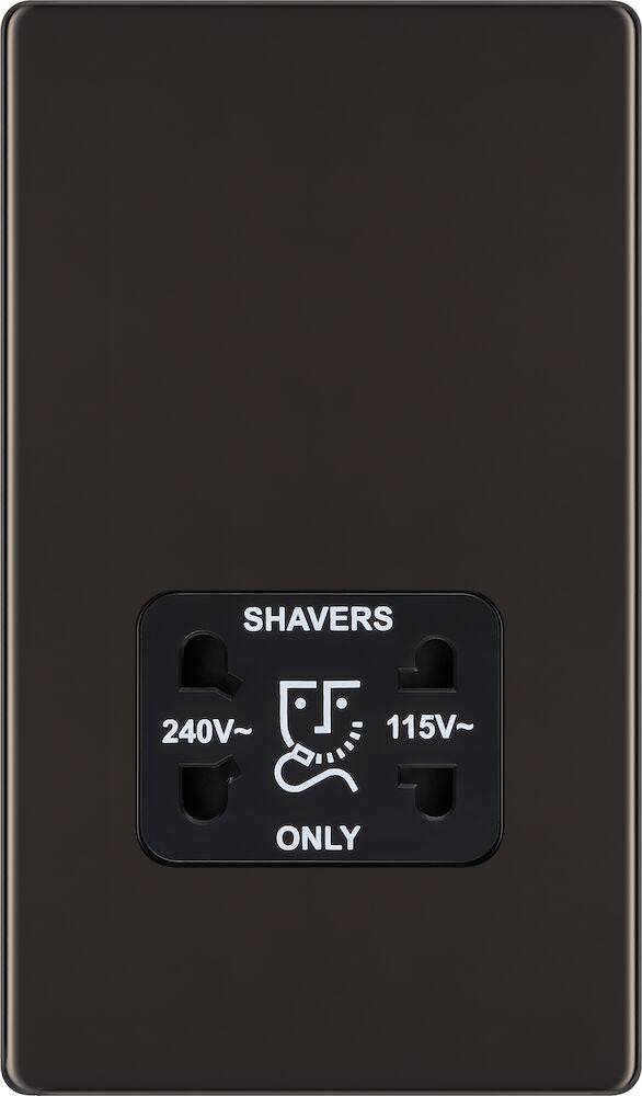 BG Screwless Black Nickel Shaver Socket FBN20B | The Switch Depot