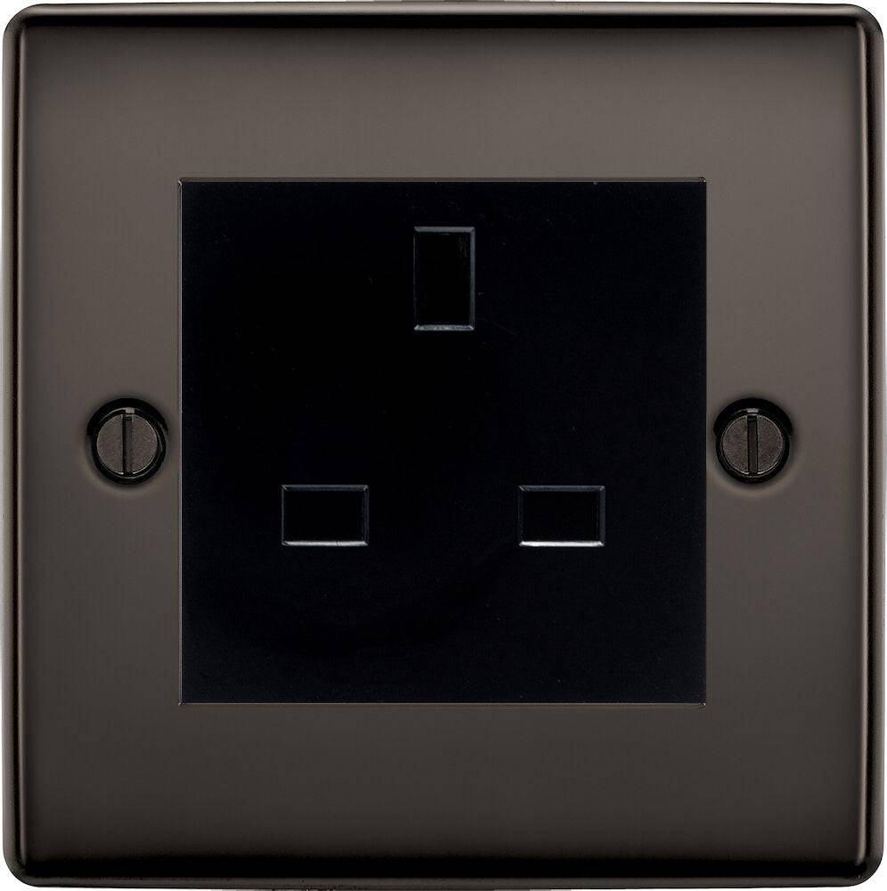 Nexus Metal Black Nickel 13A Unswitched Socket NBNUSSB | The Switch Depot