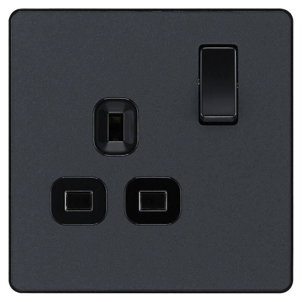BG Evolve Polycarbonate Matt Grey Single Socket PCDMG21B | The Switch Depot