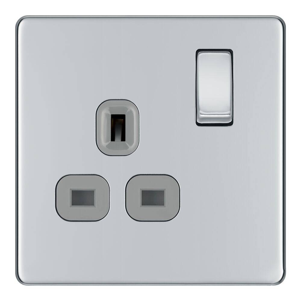 BG Screwless Polished Chrome Single Socket FPC21G | The Switch Depot
