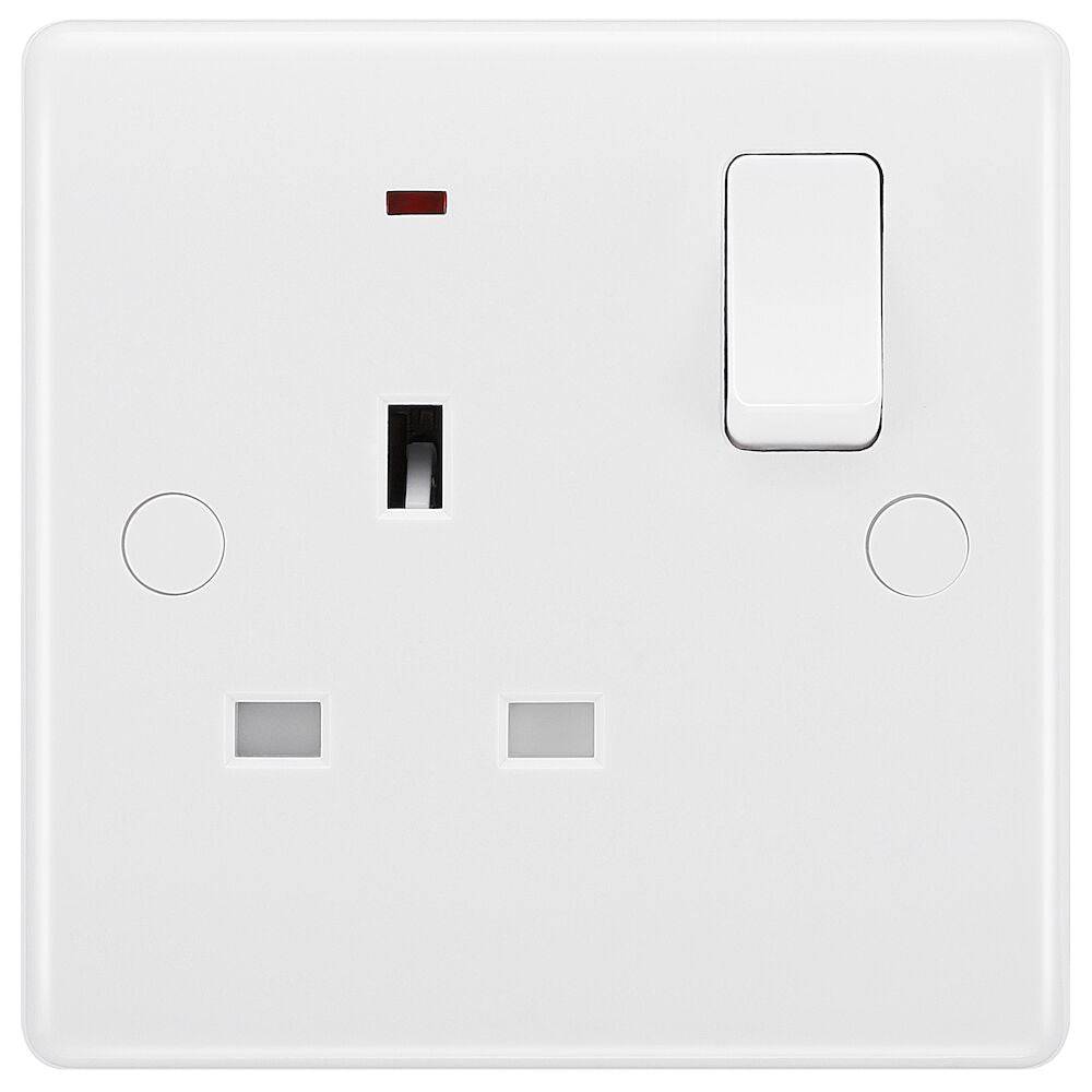 BG Moulded White PVC Single Socket with Neon 825 | The Switch Depot