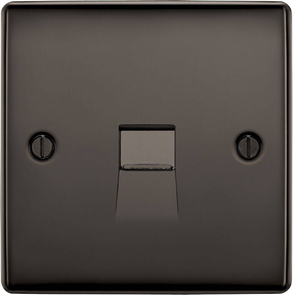 Nexus Metal Black Nickel Slave Telephone Socket NBNBTS1 | The Switch Depot