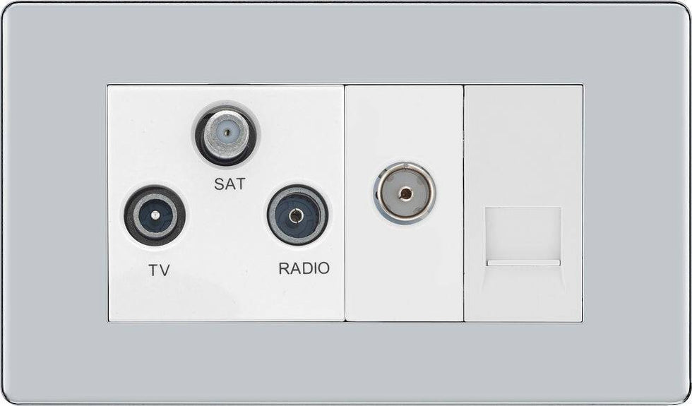 BG Screwless Polished Chrome Triplex Combination TV Socket FPC68W | The ...