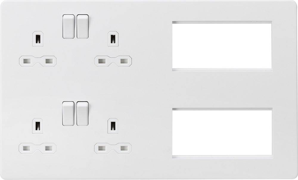 Knightsbridge Screwless White Metal Double Socket Combination Plate ...
