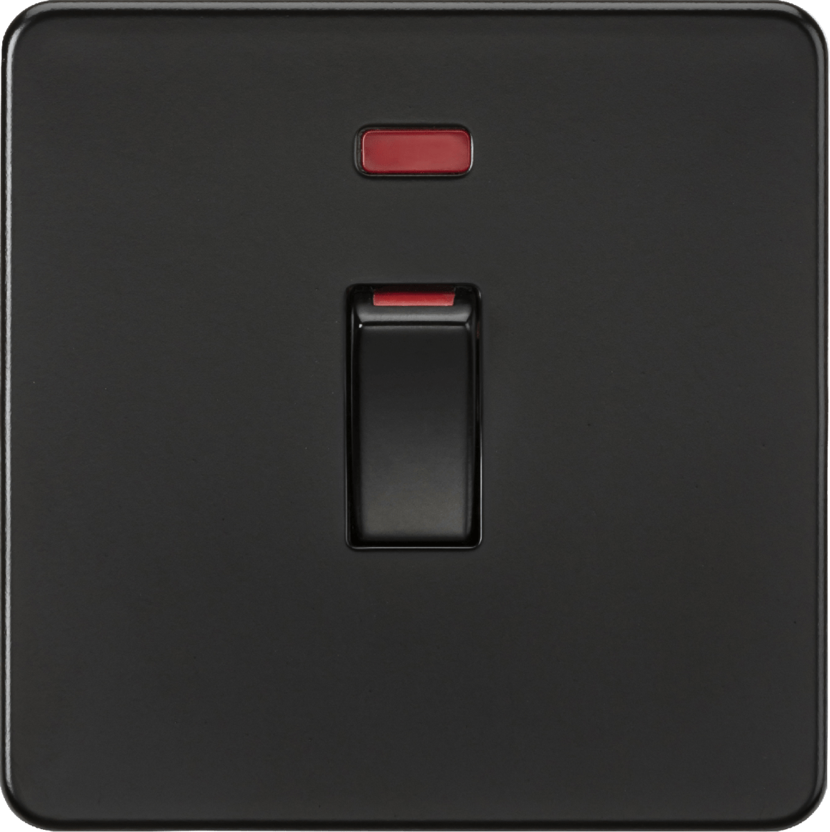 Knightsbridge Screwless Matt Black 45A Cooker Switch with Neon ...