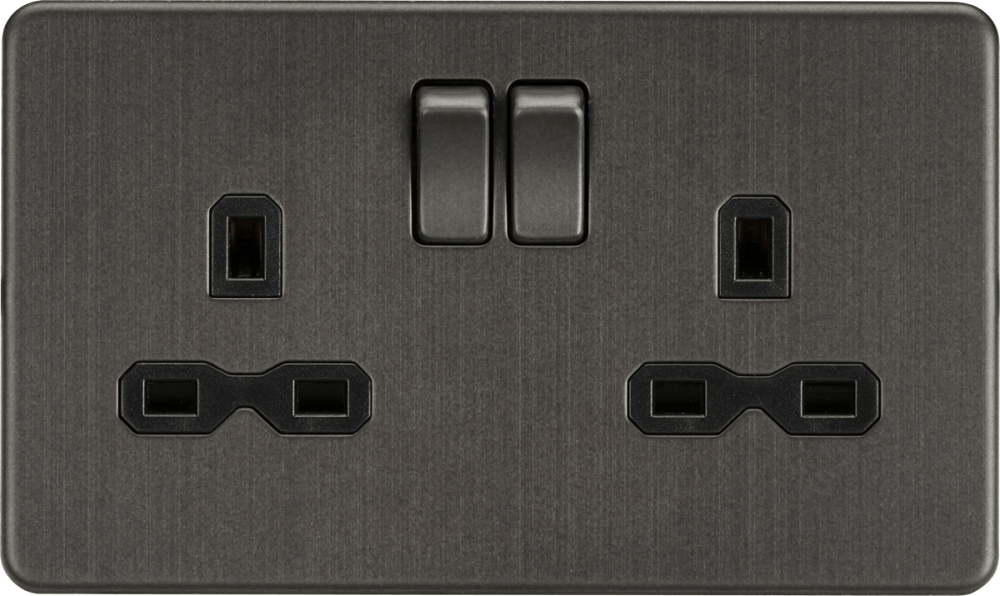 Knightsbridge Screwless Smoked Bronze Double Socket SFR9000SB | The ...