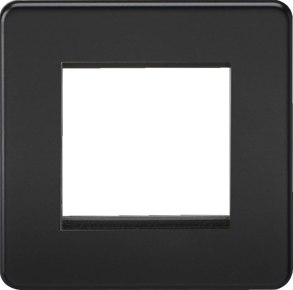 Knightsbridge Screwless Matt Black 2G Euro Plate SF2GMB | The Switch Depot