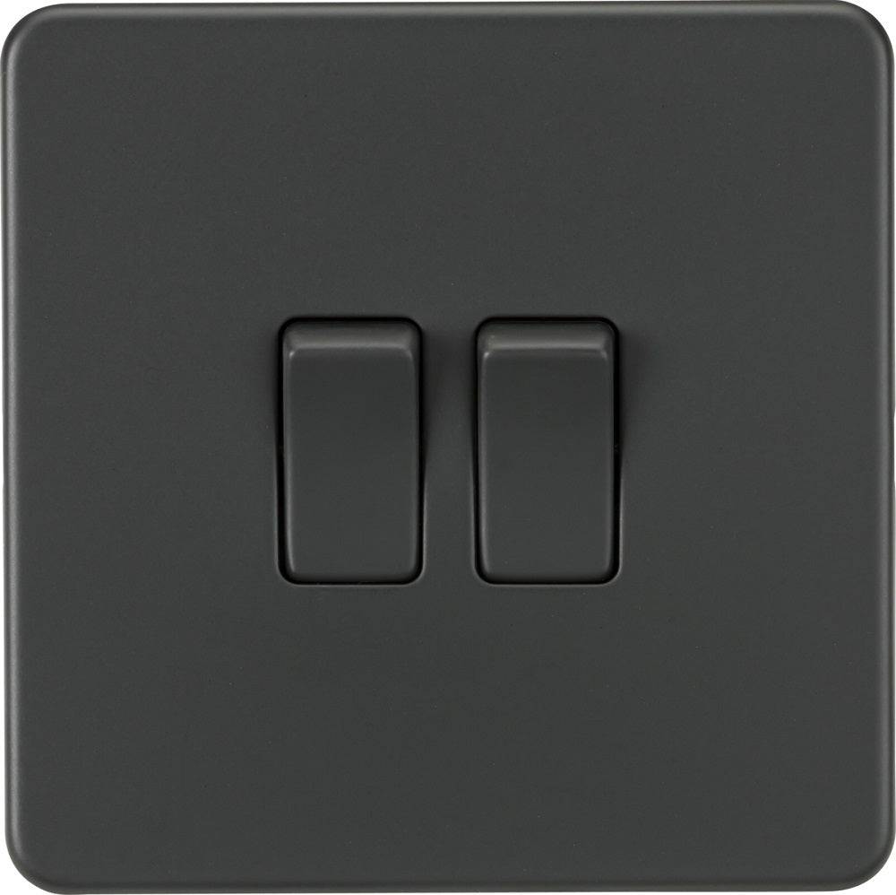 Knightsbridge Screwless Anthracite 2G Intermediate Light Switch ...