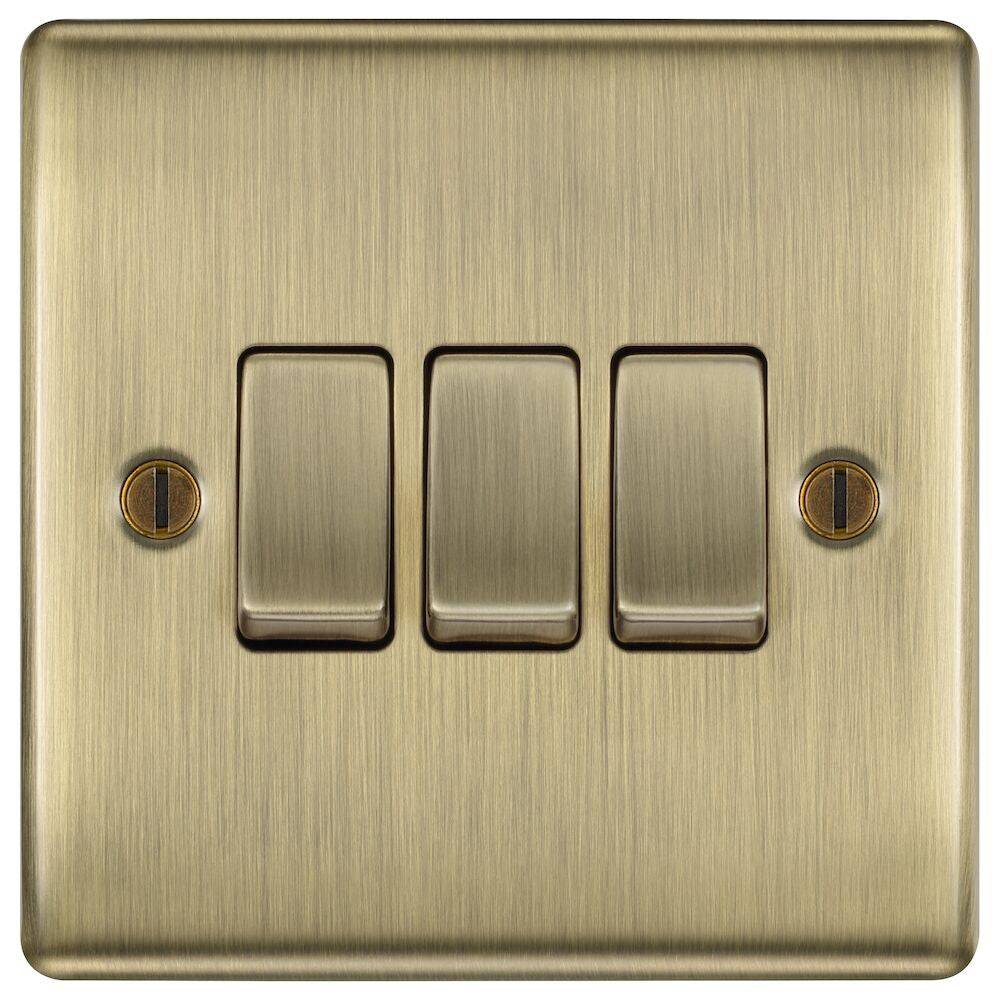 Nexus Metal Antique Brass 3G Light Switch NAB43 | The Switch Depot