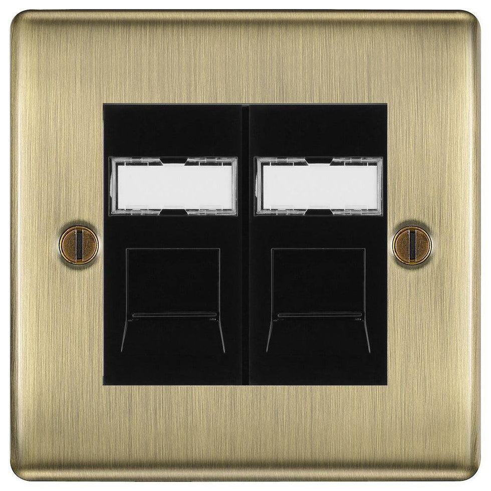 Nexus Metal Antique Brass Double Cat6 Data Outlet Socket NABRJ4526B ...