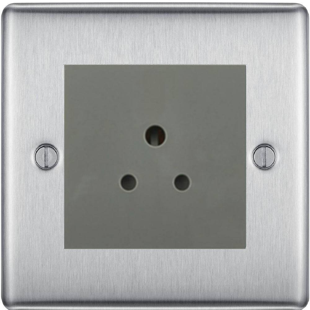 Nexus Metal Brushed Steel 2A Unswitched Socket NBS28MG | The Switch Depot