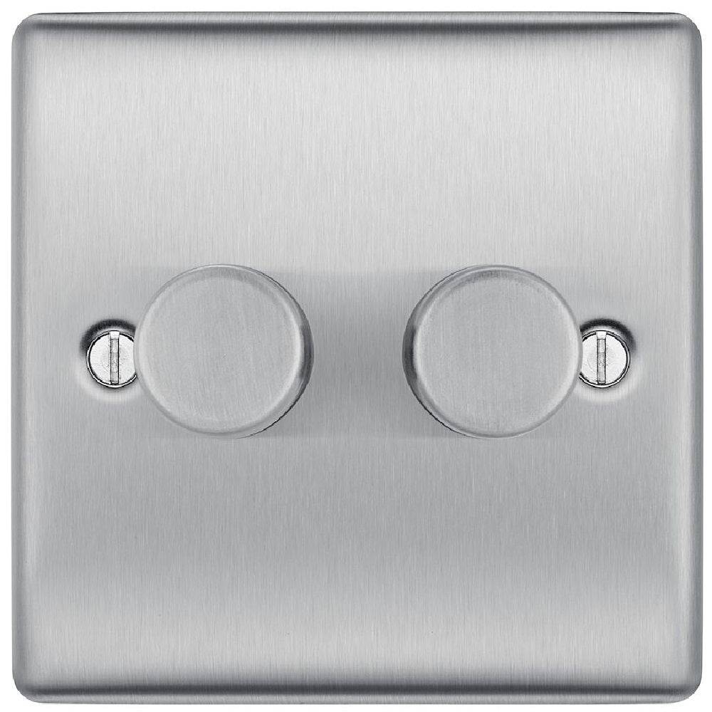 Nexus Metal Brushed Steel 2G Dimmer Switch NBS82 | The Switch Depot