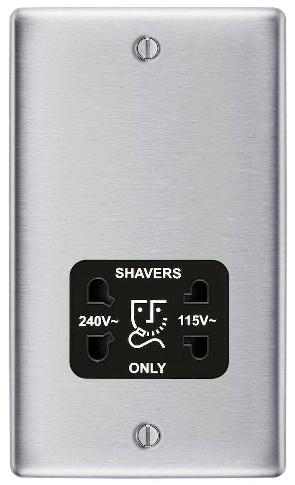 Nexus Metal Brushed Steel Shaver Socket NBS20B | The Switch Depot