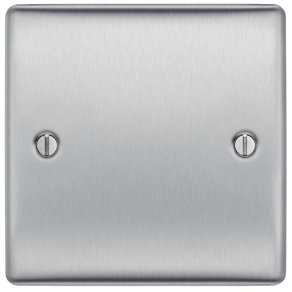 Nexus Metal Brushed Steel Single Blank Plate NBS94 | The Switch Depot