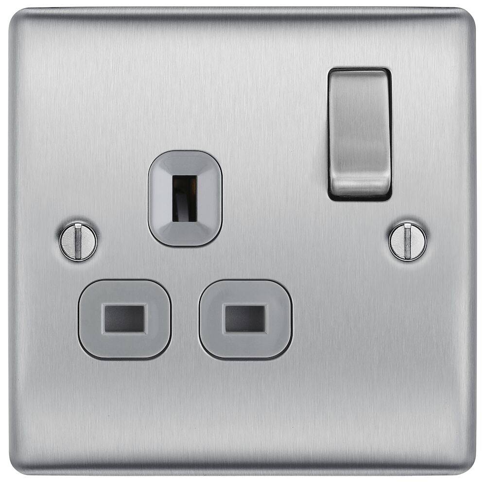 Nexus Metal Brushed Steel Single Socket NBS21G | The Switch Depot