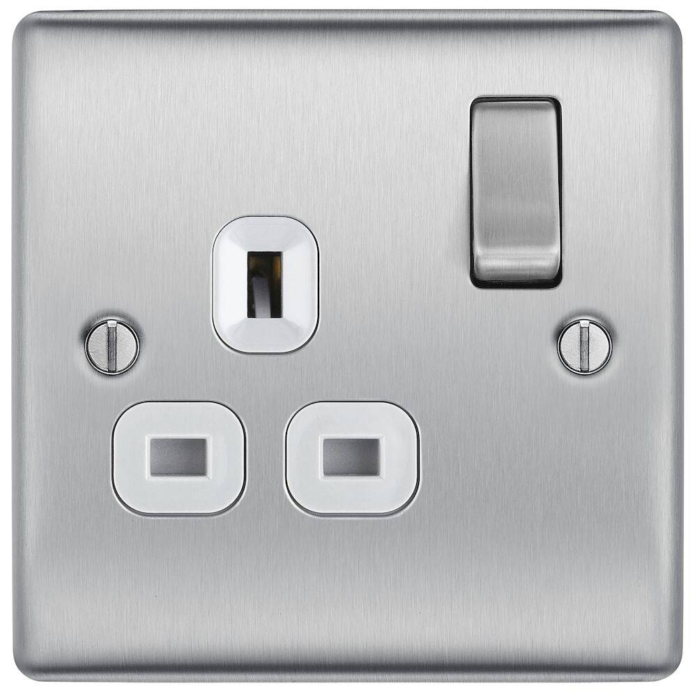 Nexus Metal Brushed Steel Single Socket NBS21W | The Switch Depot