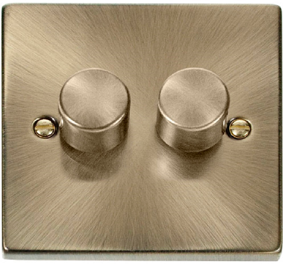 Click Deco Antique Brass 2G LED Dimmer Switch VPAB162 | The Switch Depot
