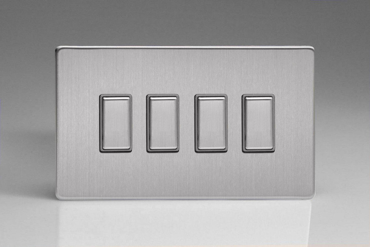 Varilight Screwless Brushed Steel Quadruple Secondary Touch Dimmer ...