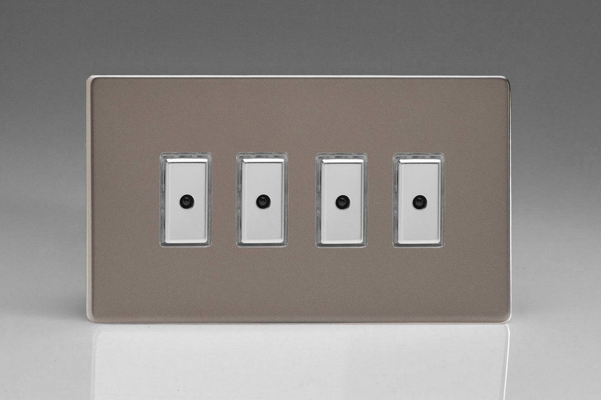 Varilight Screwless Pewter Quadruple Master Touch Dimmer Switch ...